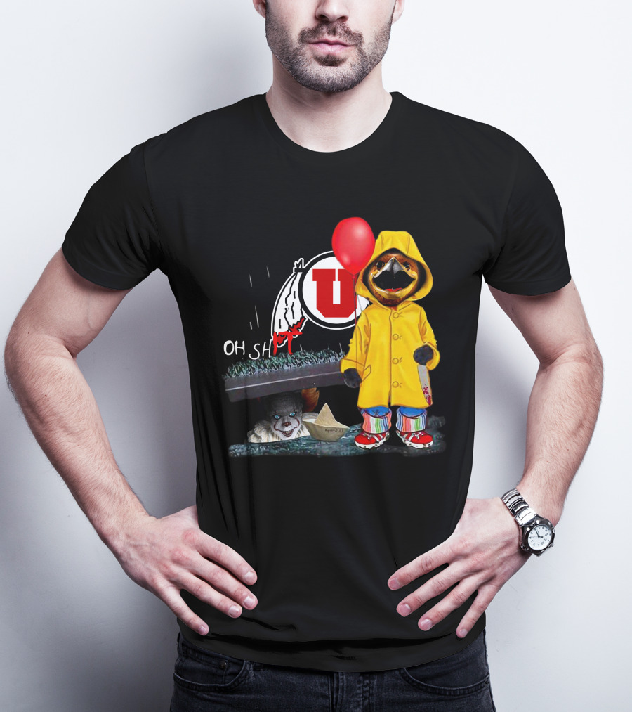 Utah Utes Oh Shh Pennywise Yellow Raincoat Red Balloon T-Shirt