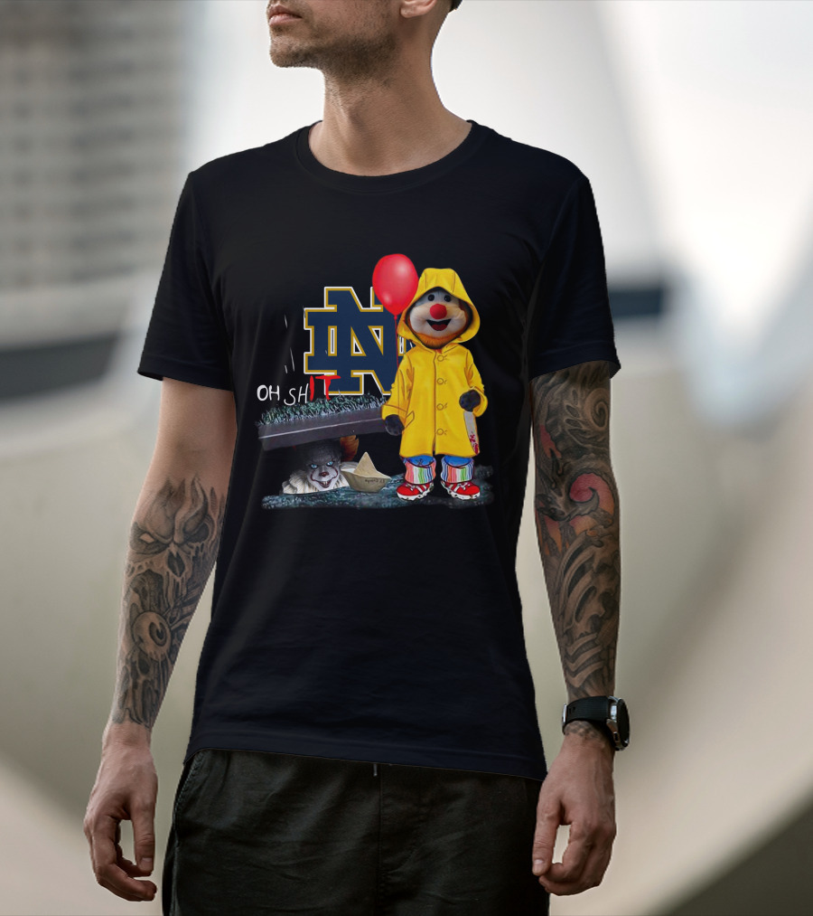 Notre Dame Fighting IrishDs Pennywise Clown Mashup Oh Shit Balloon T-Shirt