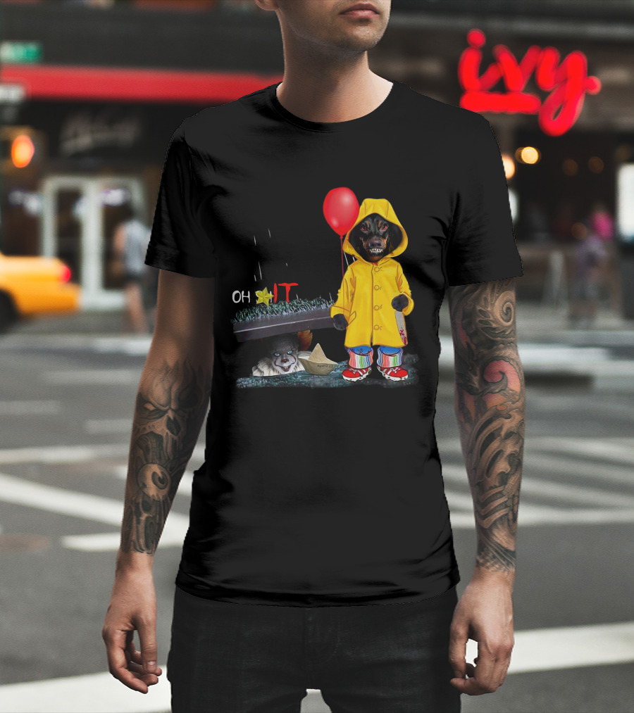 DachshundDs Oh IT With Creepy Clown And Red Balloon In Yellow Raincoat T-Shirt