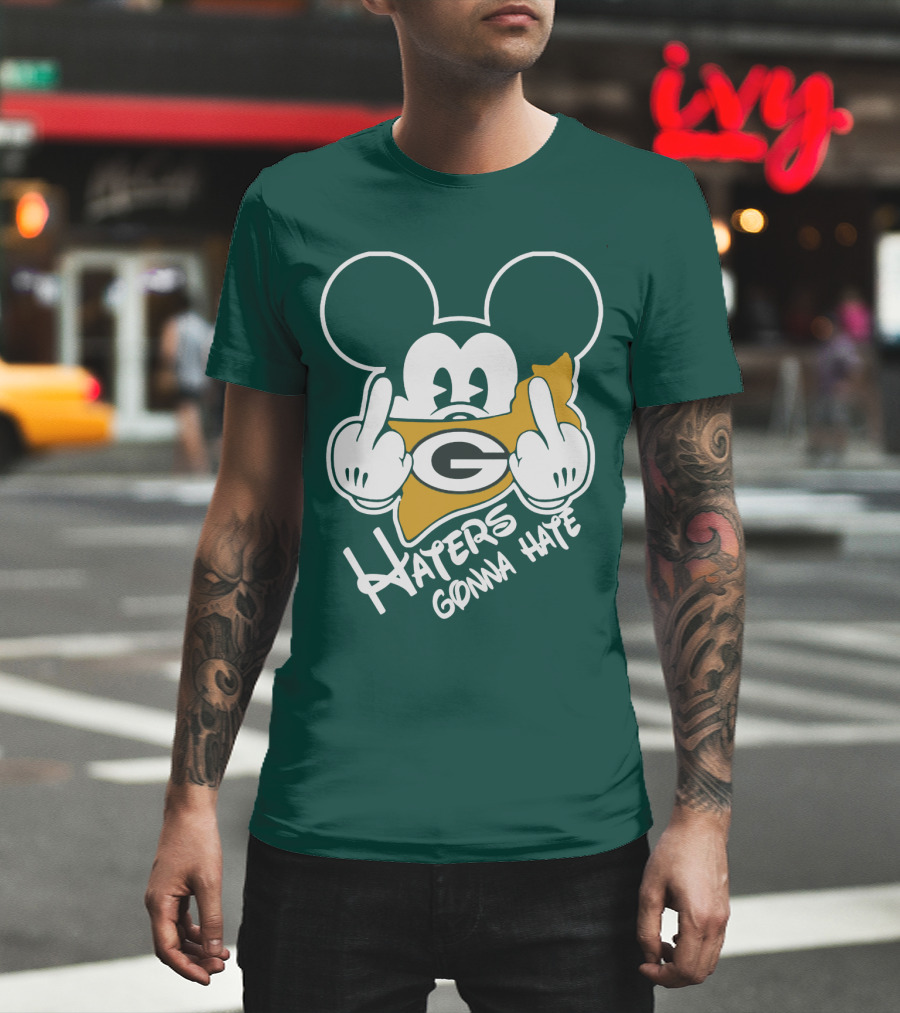 Packers Logo With Mouse Ears And Haters Gonna Hate T-Shirt