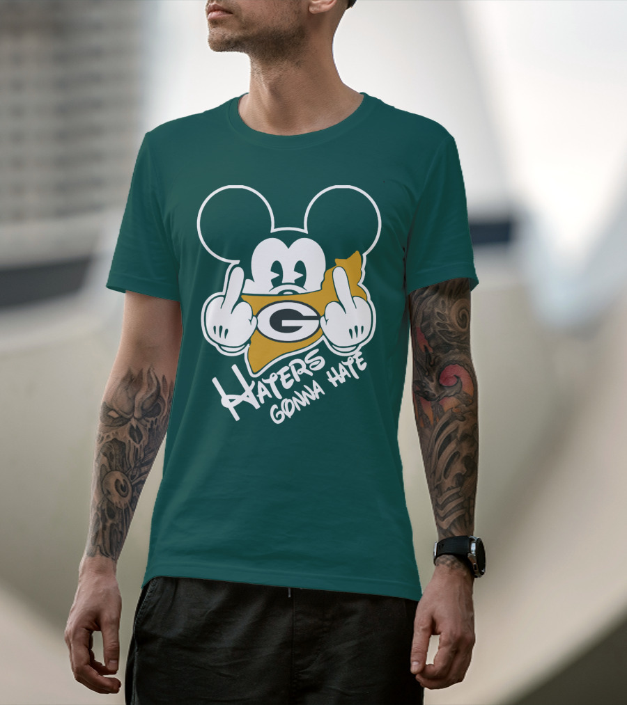 Packers Logo With Mouse Ears And Haters Gonna Hate T-Shirt