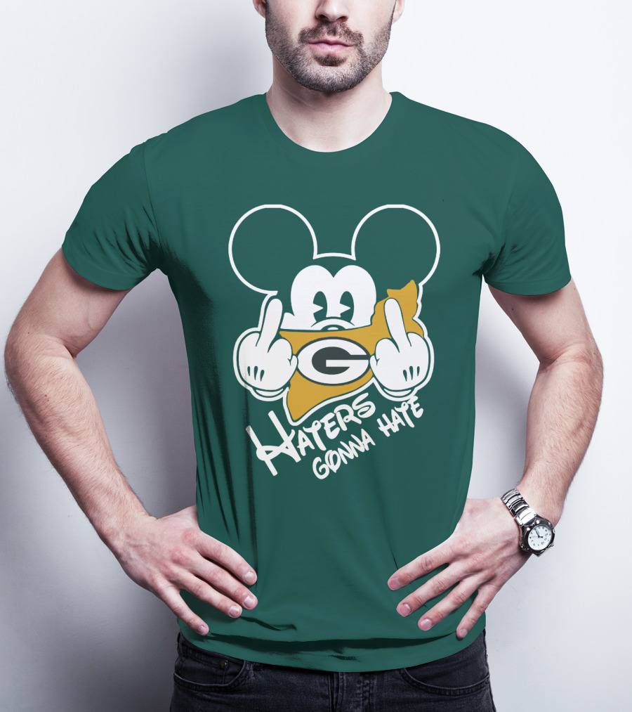 Packers Logo With Mouse Ears And Haters Gonna Hate T-Shirt