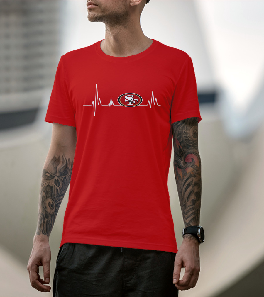 San Francisco 49ers Heartbeat Logo Red T-Shirt