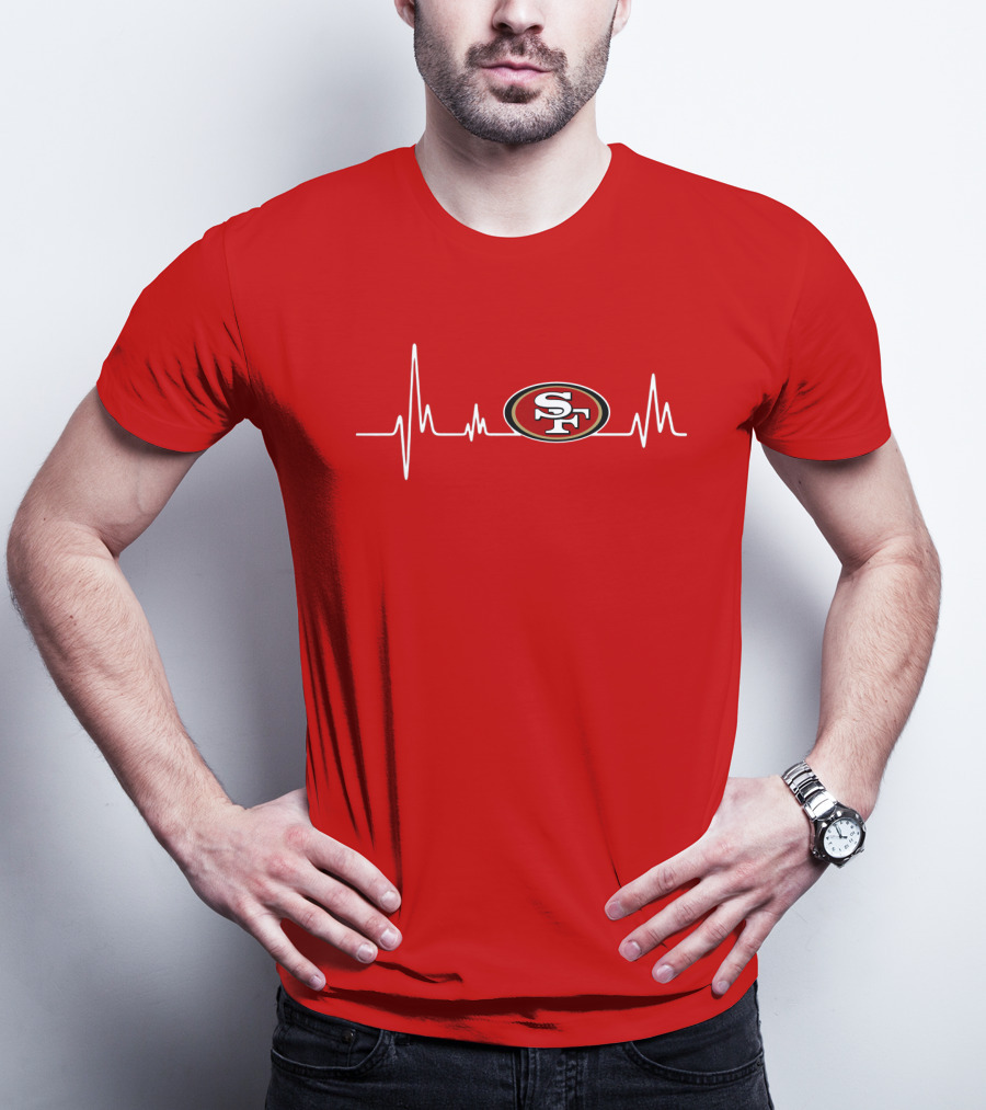 San Francisco 49ers Heartbeat Logo Red T-Shirt