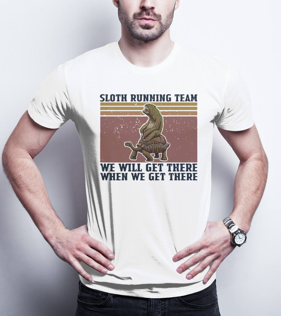 Sloth Running Team We Will Get There When We Get There Vintage Turtle T-Shirt