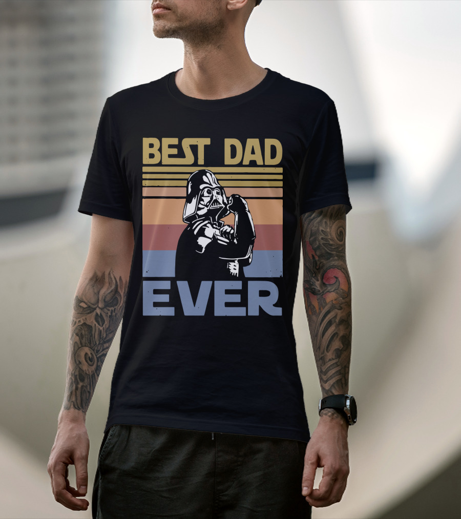 Vintage Best Dad Ever Darth Vader Retro Stripes T-Shirt