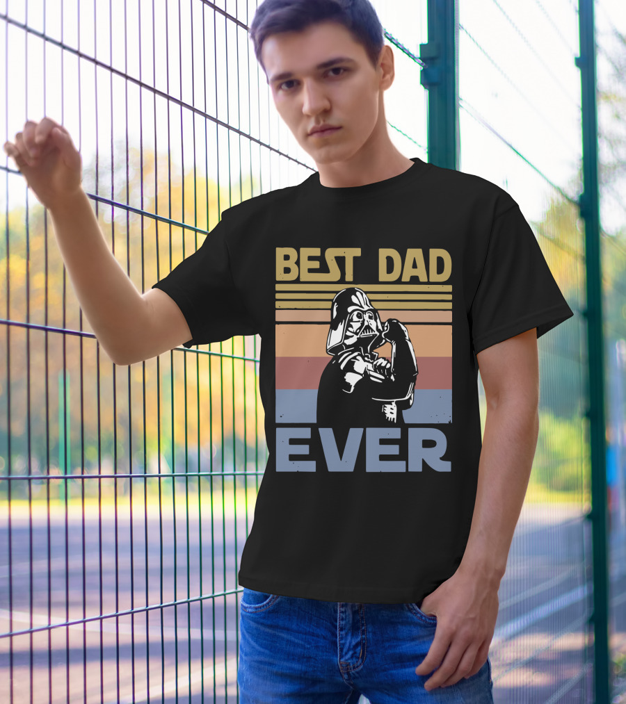 Vintage Best Dad Ever Darth Vader Retro Stripes T-Shirt