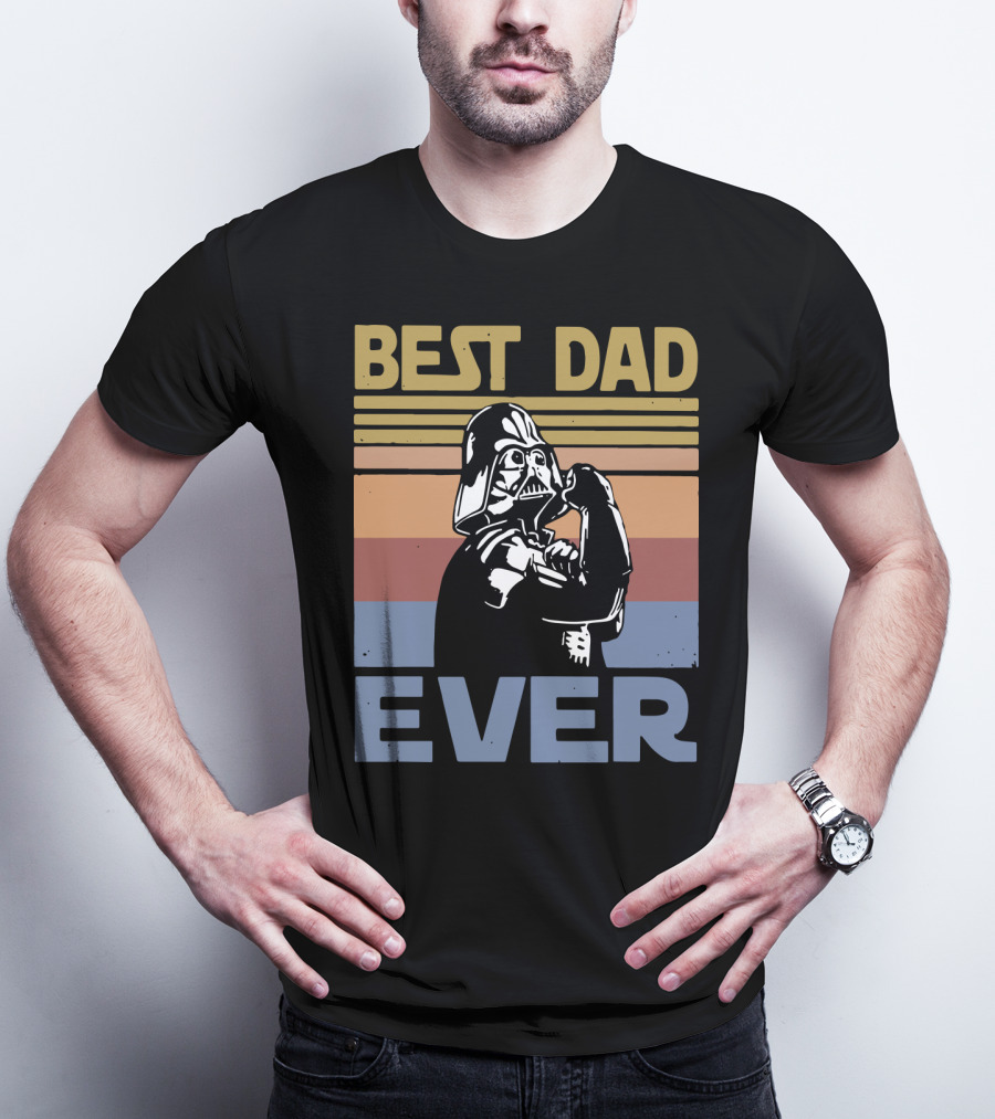 Vintage Best Dad Ever Darth Vader Retro Stripes T-Shirt