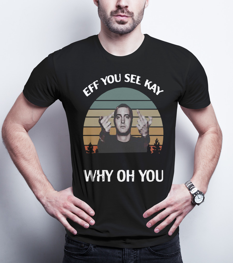 Vintage Michael Wilfling Eff You See Kay Why Oh You Middle Finger Retro Sunset T-Shirt