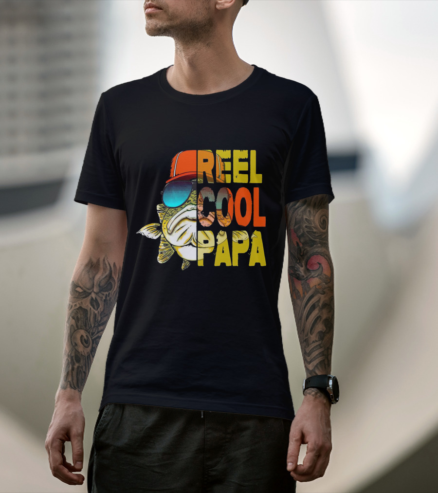 Reel Cool Papa Fish With Sunglasses And Cap T-Shirt