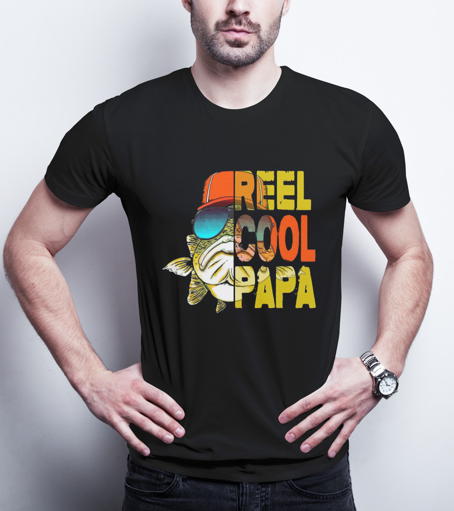 Reel Cool Papa Fish With Sunglasses And Cap T-Shirt