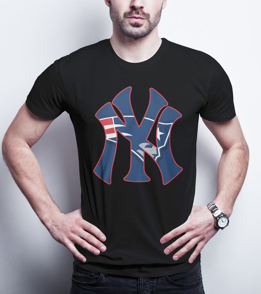 New York Yankees New England Patriots Logo Fusion T-Shirt