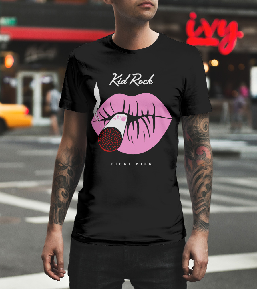 Kid Rock First Kiss Pink Lips With Cigarette Smoke T-Shirt