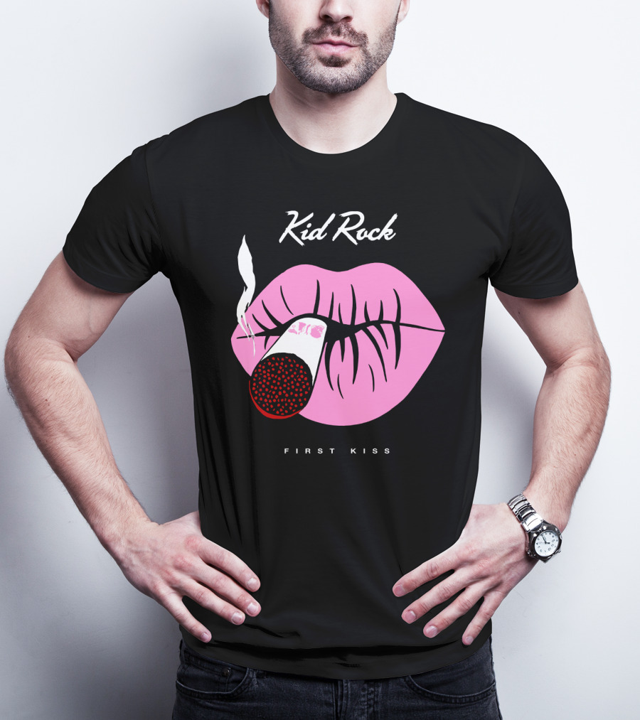 Kid Rock First Kiss Pink Lips With Cigarette Smoke T-Shirt