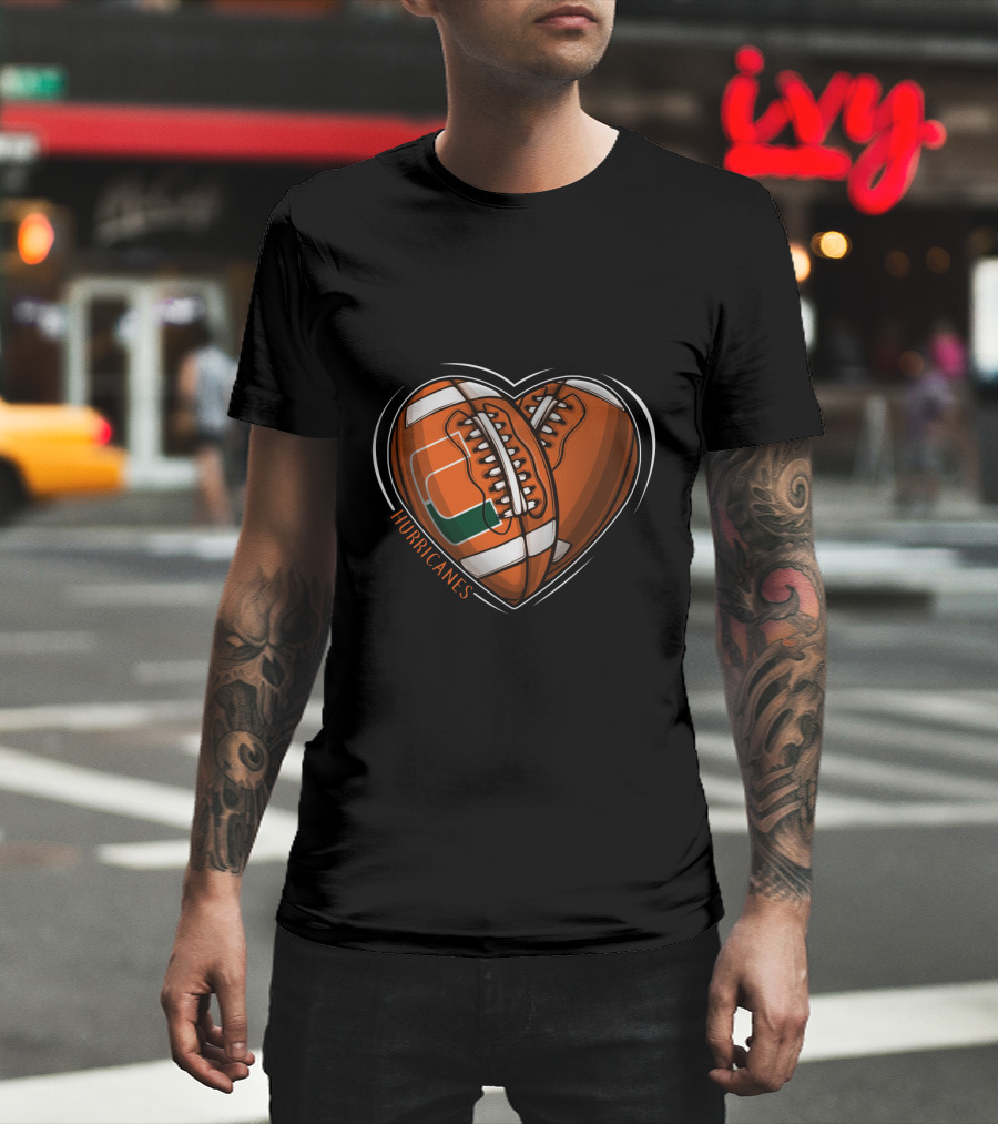 Hurricanes Heart Football NCAA Miami T-Shirt