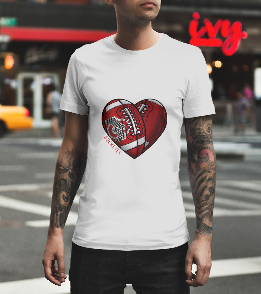 Ohio State Buckeyes Heart Football NCAA DH 90 T-Shirt