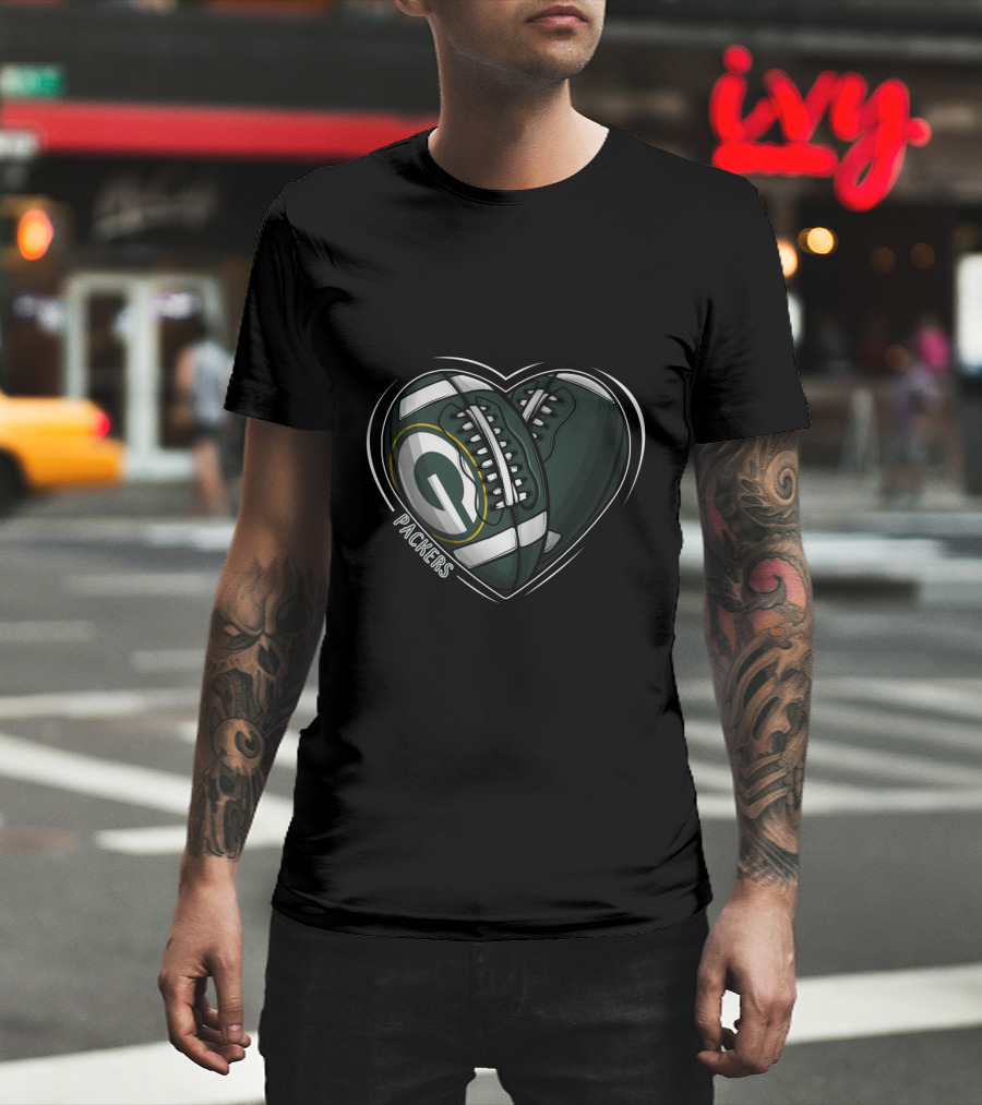 Packers Heart Football Shoes DH 90 NFL Green Bay T-Shirt