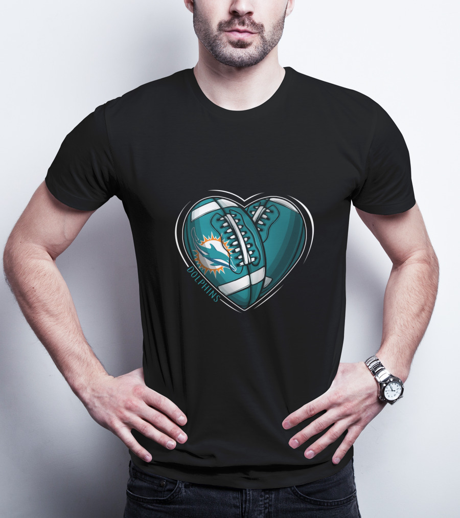 Miami Dolphins Heart Logo DH 90 NFL T-Shirt
