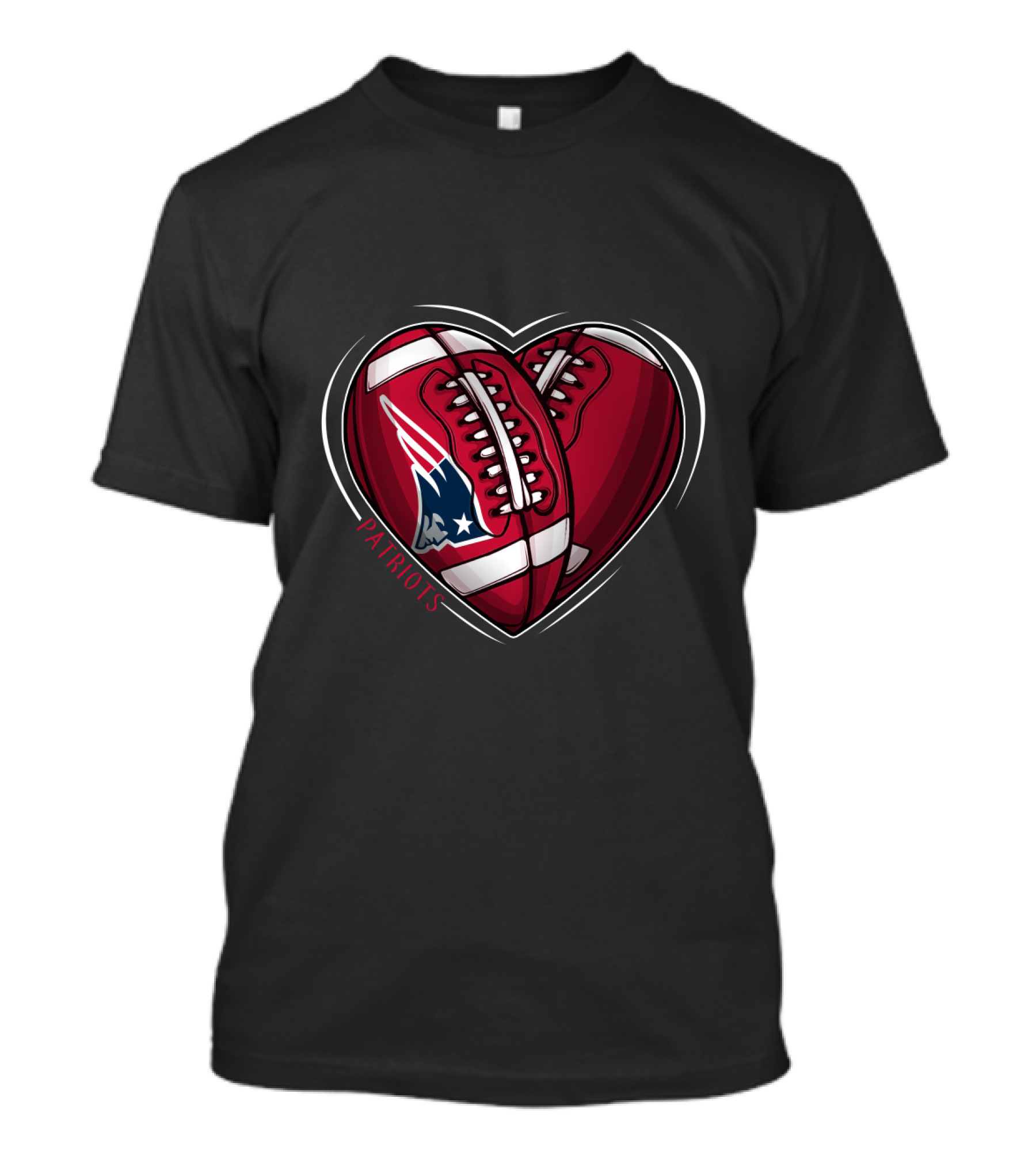 DH 90 NFL New England Patriots Heart Football Patriots T-Shirt