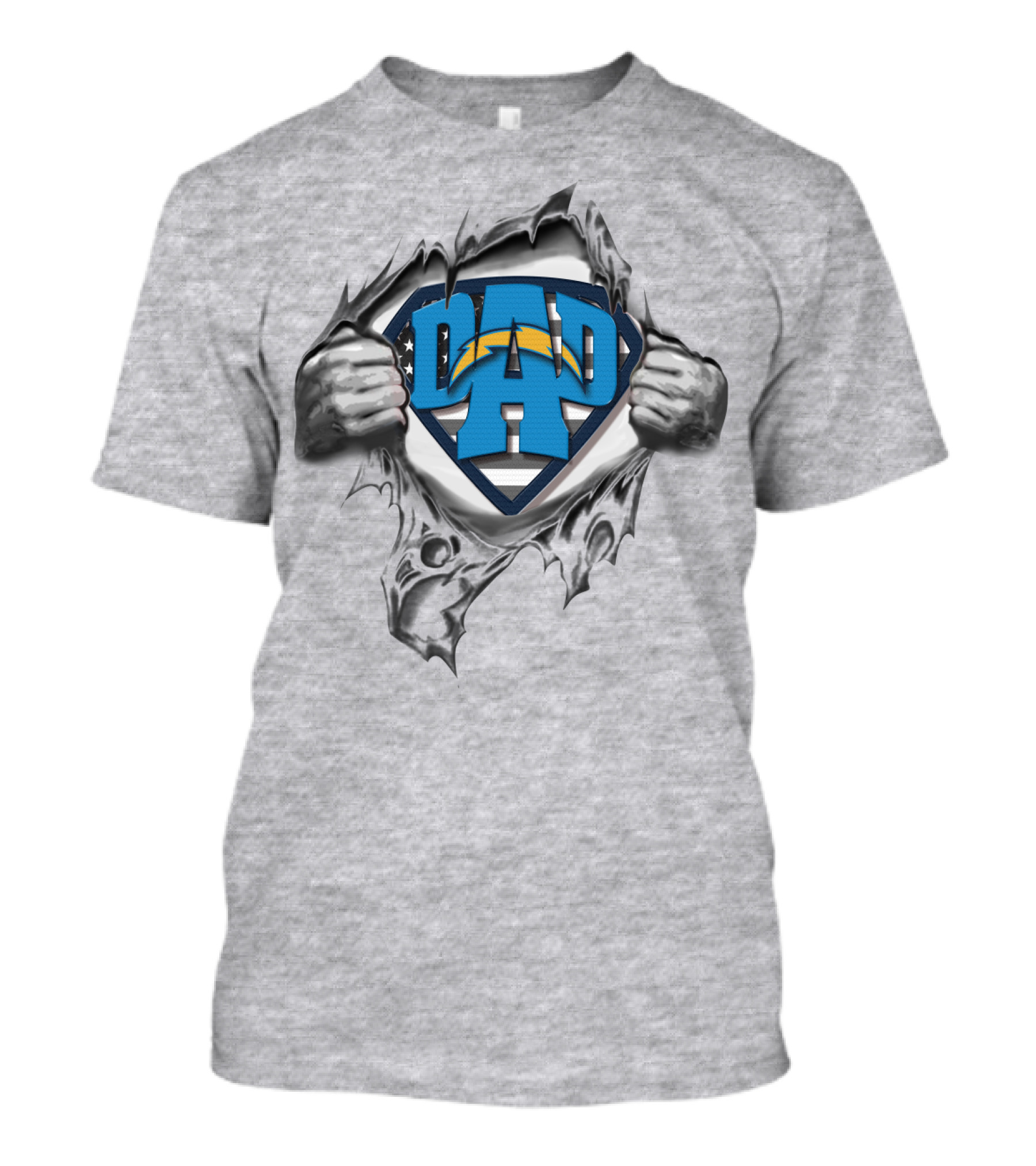 Superdad Dad Los Angeles Chargers Superhero T-Shirt
