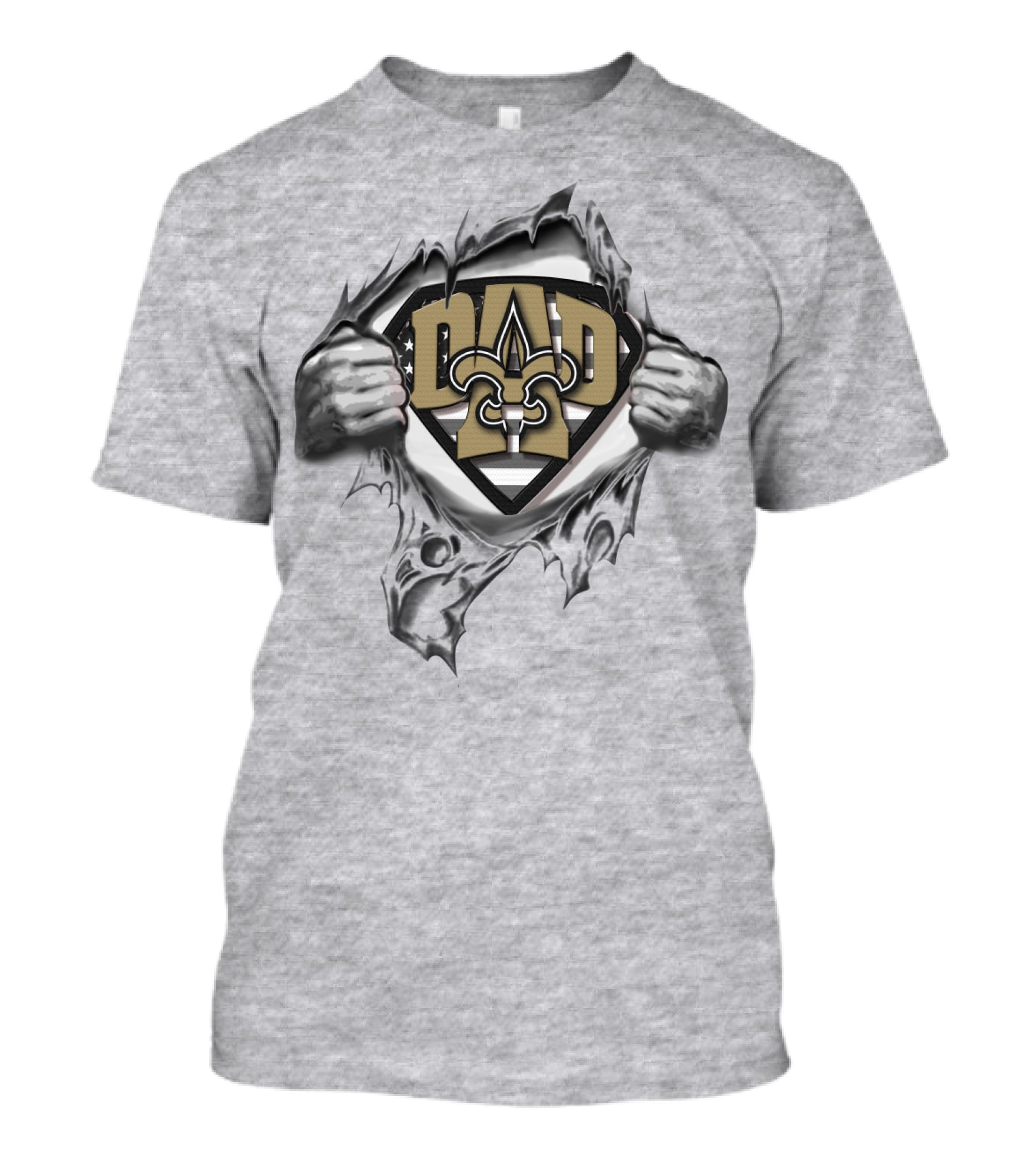 Superdad New Orleans Saints Fleur-De-Lis Symbol Dad Badge T-Shirt