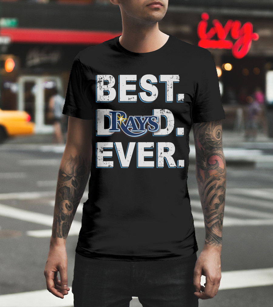 Best Dad Ever Rays Baseball Fan T-Shirt