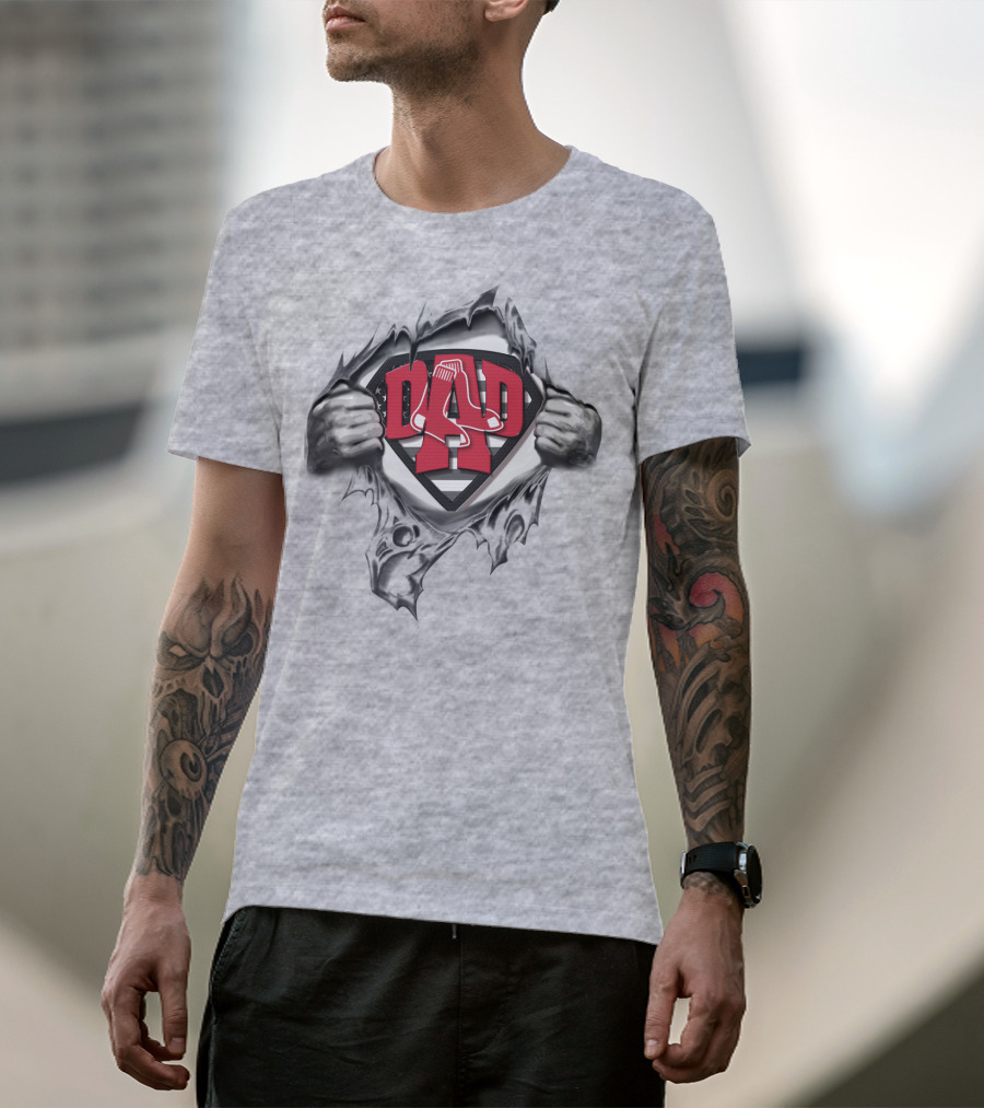 SUPERDAD Boston Red Sox Dad Logo Hero Fan T-Shirt