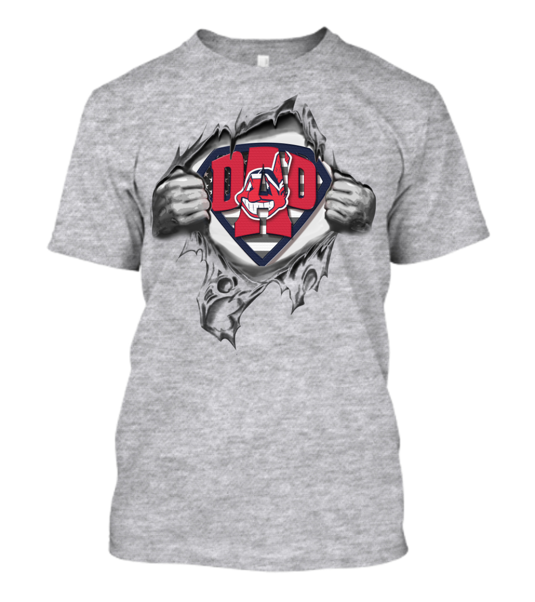 SUPERDAD Cleveland Indians DAD Logo Hands Ripping Open T-Shirt
