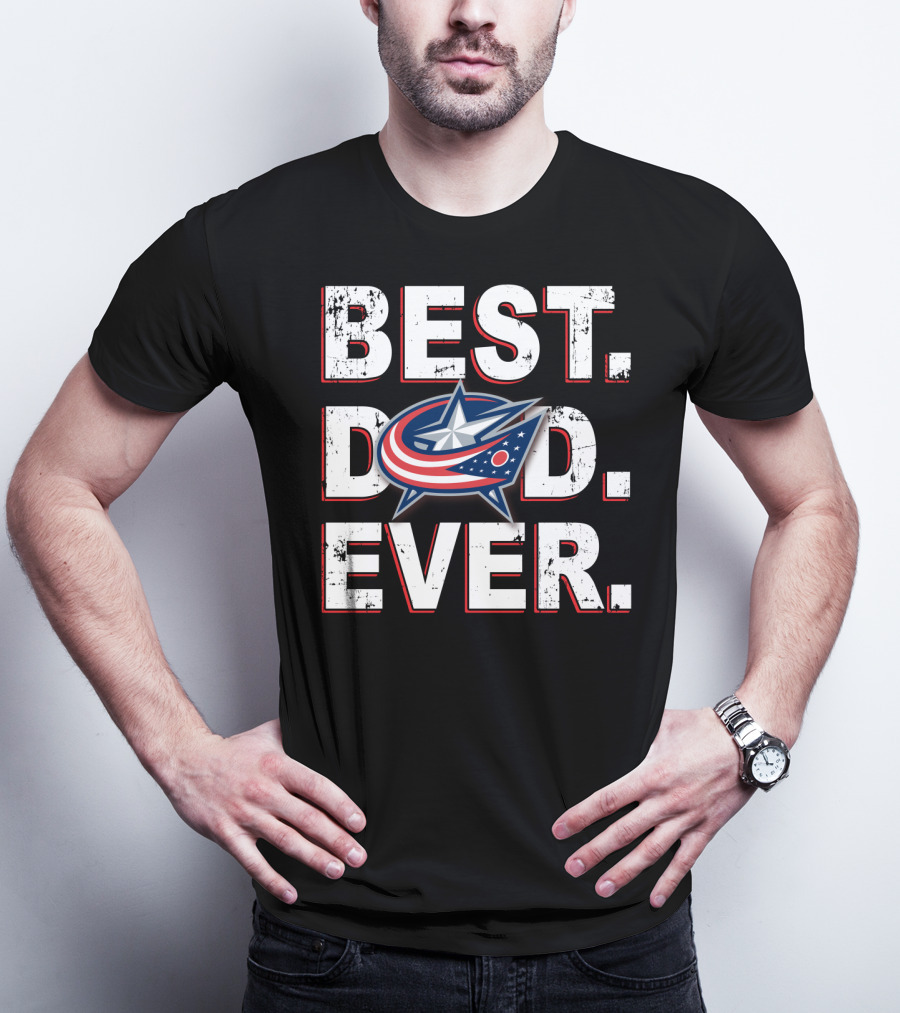 Best Dad Ever Blue Jackets Star T-Shirt