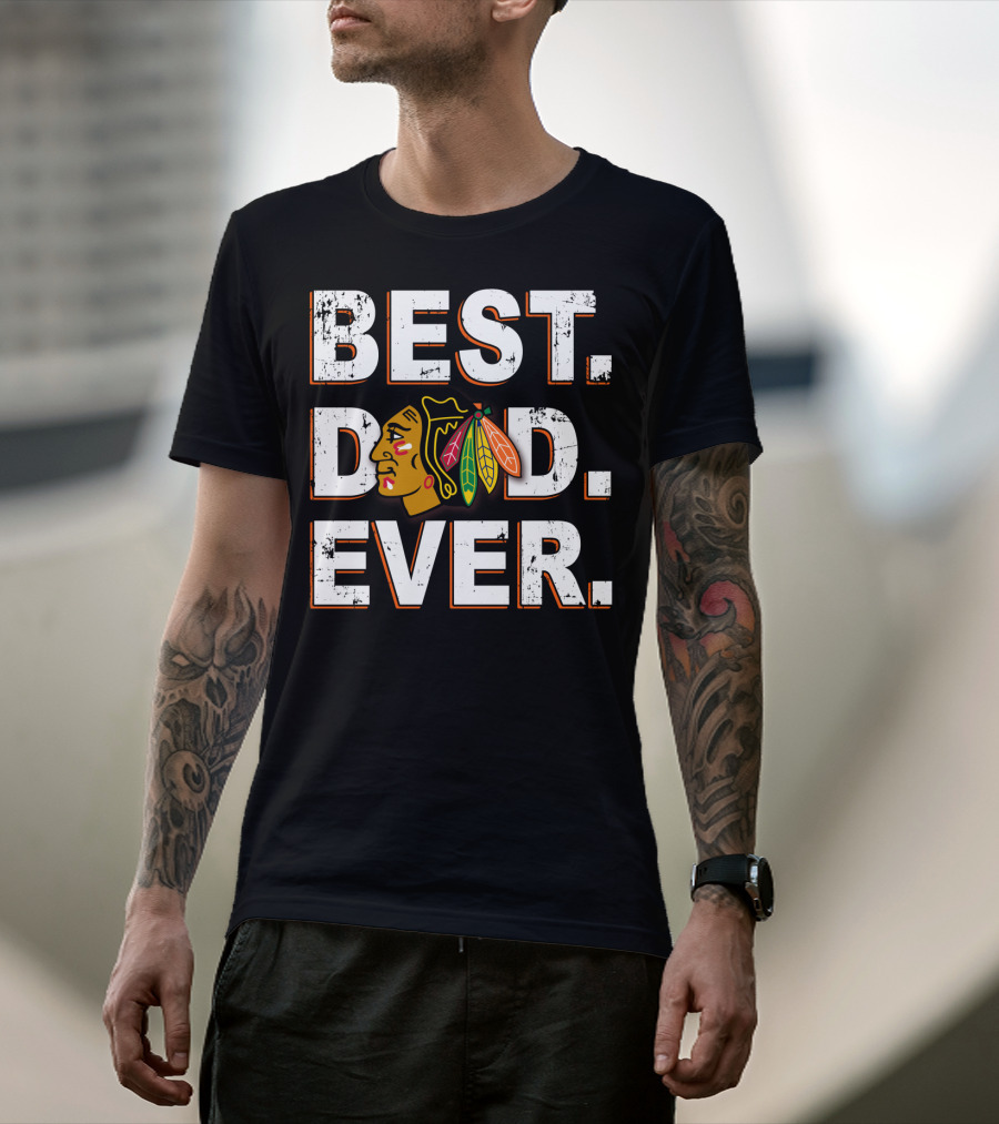 Best Dad Ever Chicago Blackhawks Logo T-Shirt