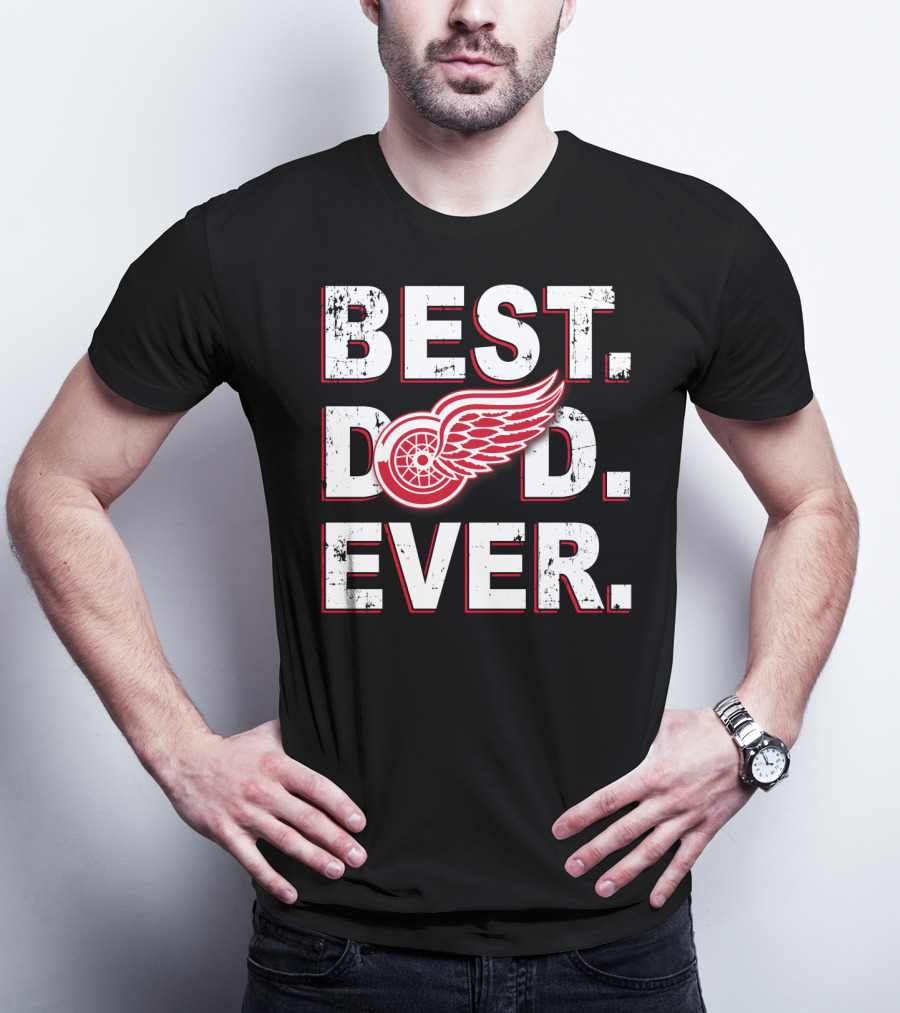 Best Dad Ever Detroit Red Wings Logo Fan T-Shirt