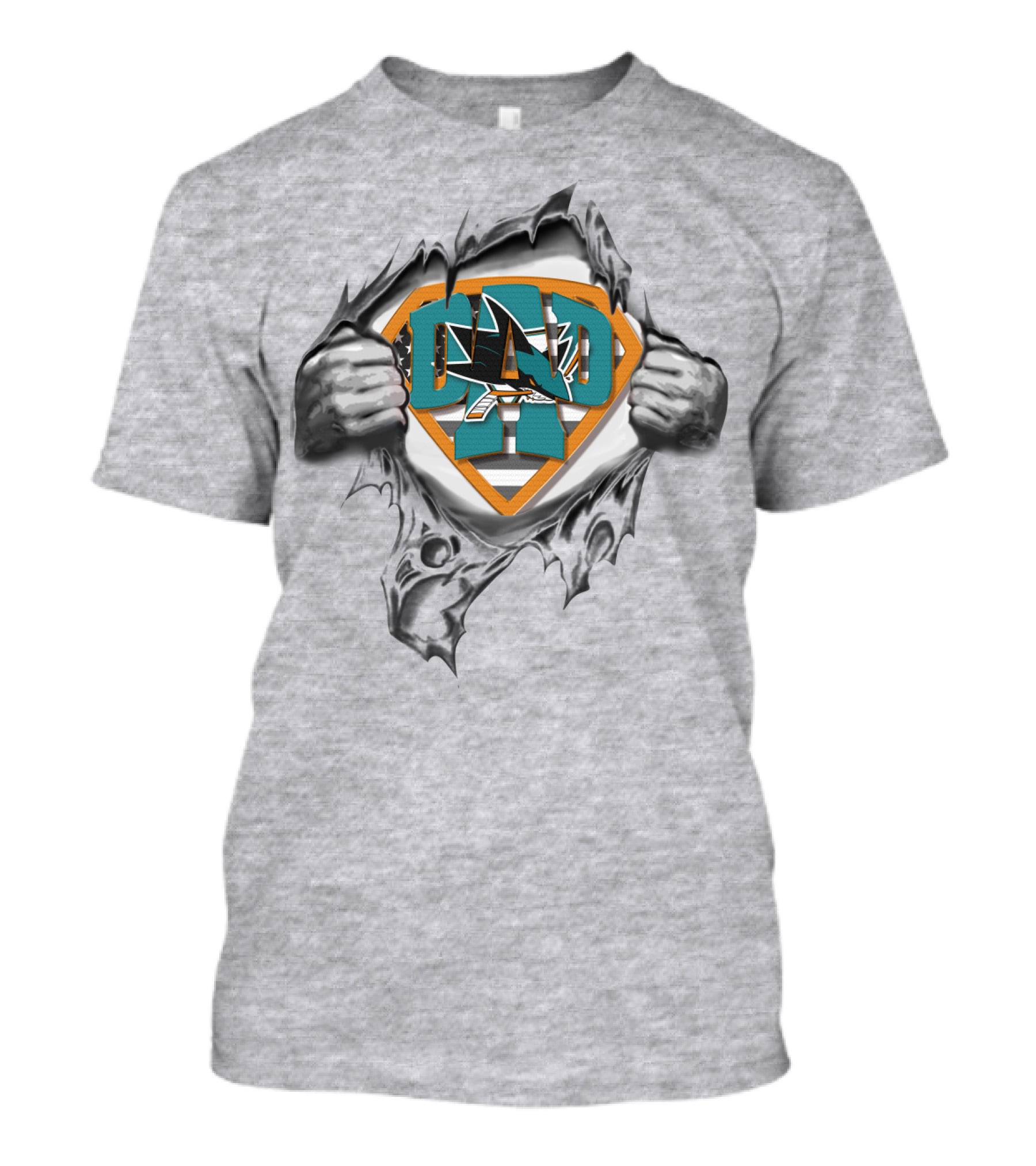 SUPERDAD San Jose Sharks Logo Inside Superman Shield T-Shirt