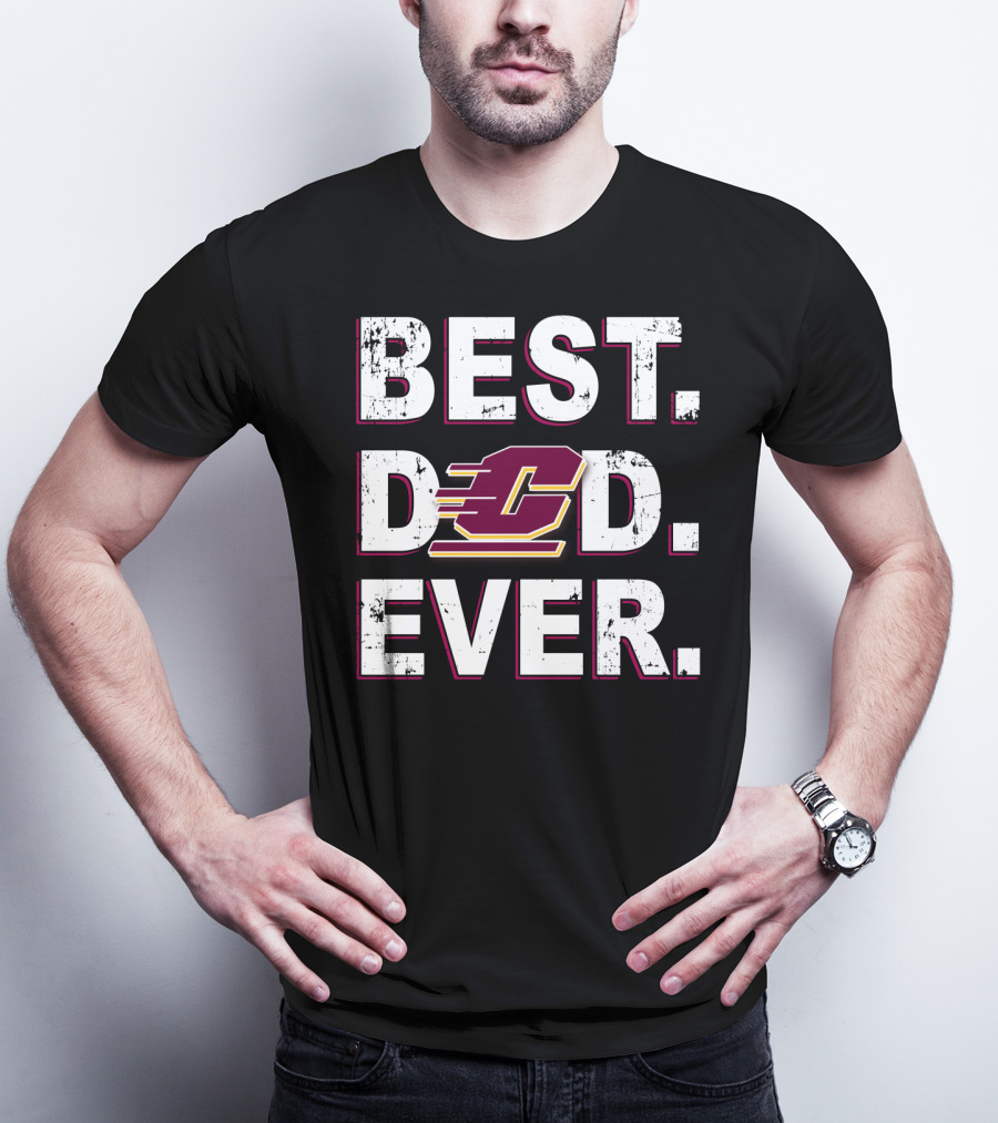Best Dad Ever Central Michigan Chippewas Bold Text With Flying C T-Shirt