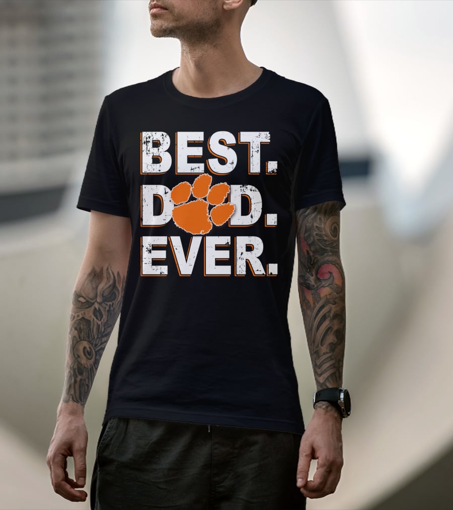Best Dad Ever Clemson Tigers Paw T-Shirt