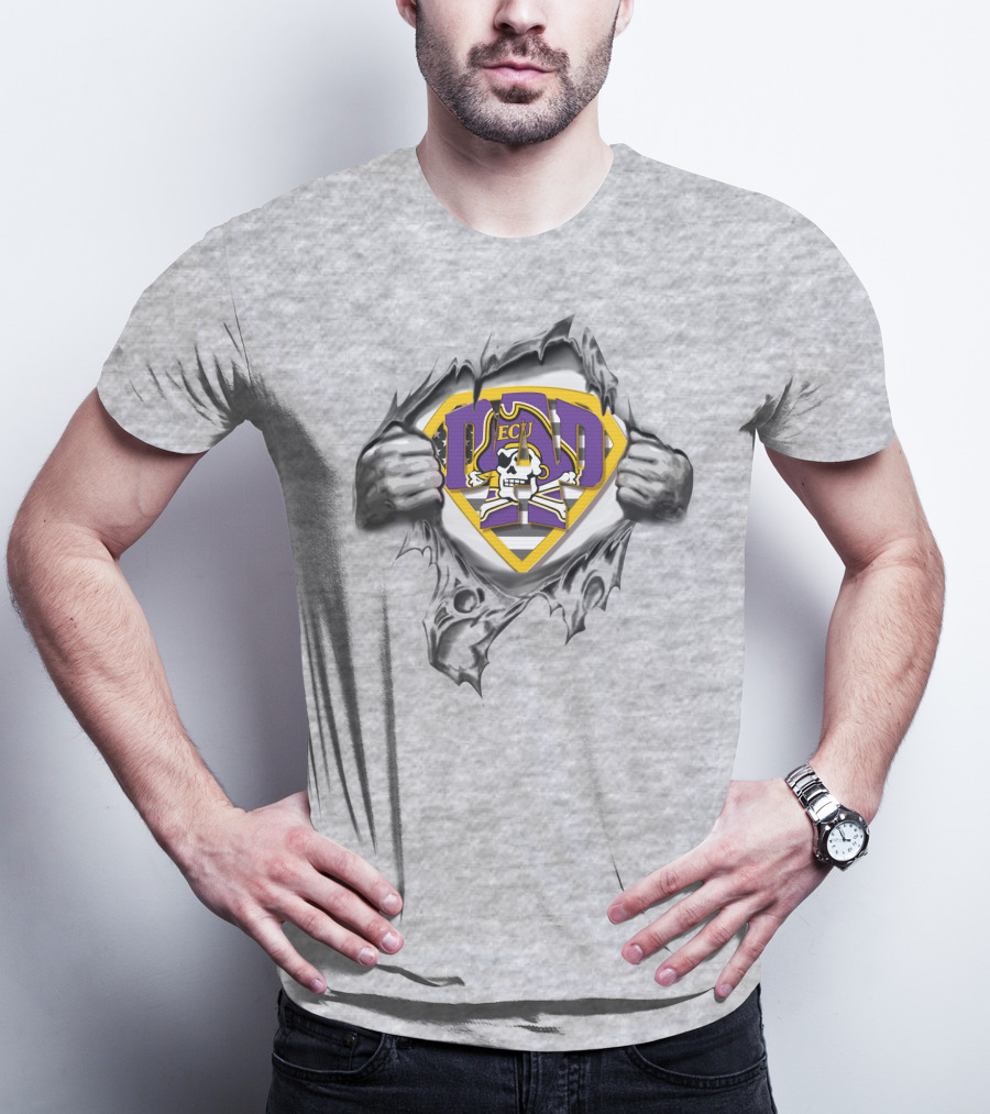 East Carolina Pirates Superdad ECU Skull Logo Hero T-Shirt
