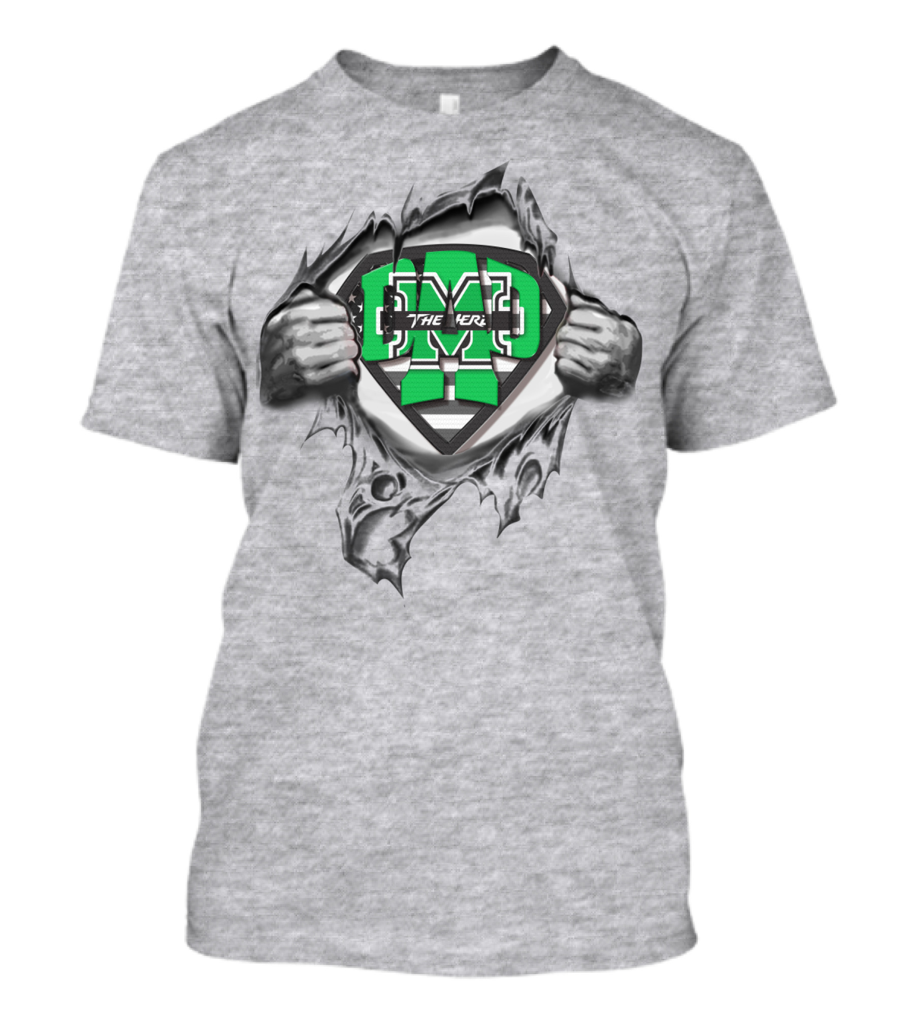 Superdad Marshall Thundering Herd The Herd M Logo Superhero T-Shirt