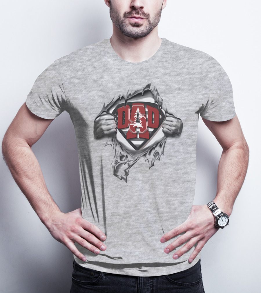 Superdad Stanford Cardinal Dad Logo Torn Chest T-Shirt