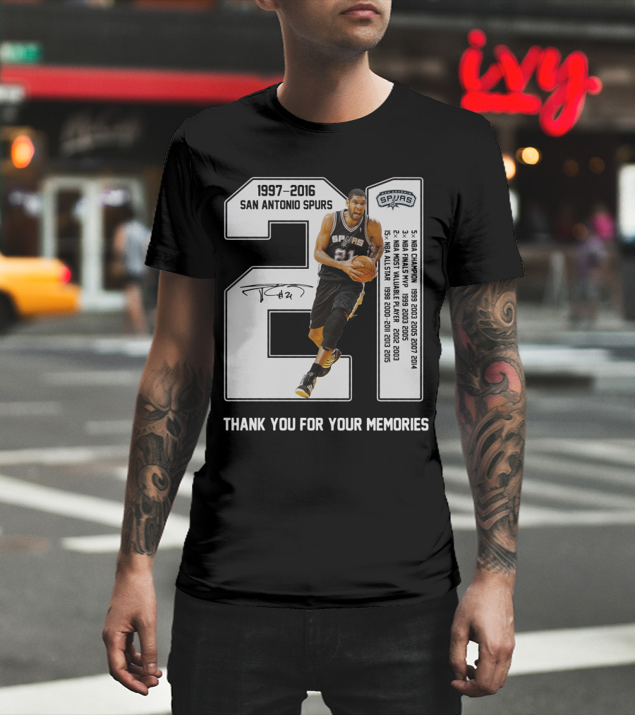 1997-2016 San Antonio Spurs 21 Thank You For Your Memories T-Shirt