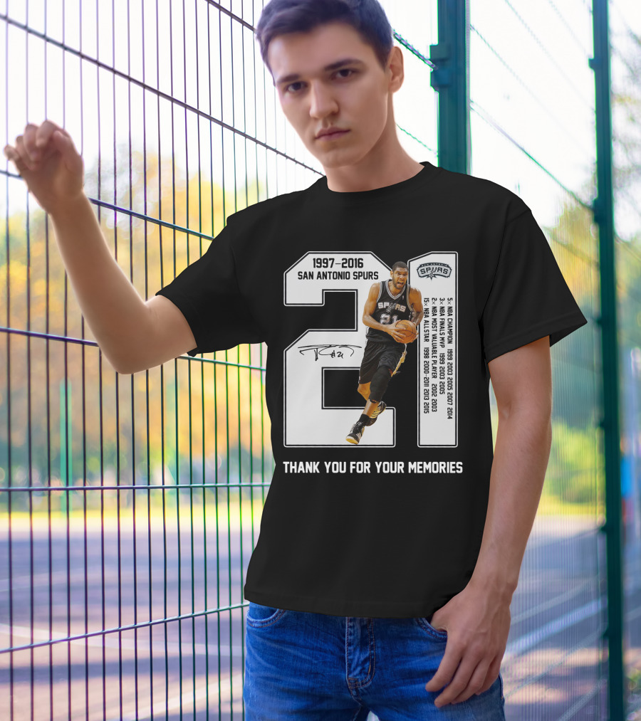 1997-2016 San Antonio Spurs 21 Thank You For Your Memories T-Shirt