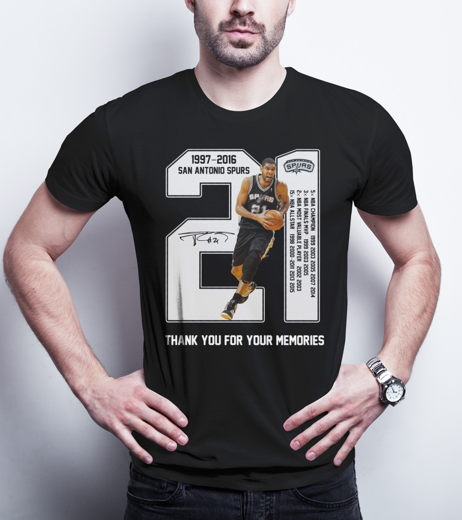 1997-2016 San Antonio Spurs 21 Thank You For Your Memories T-Shirt