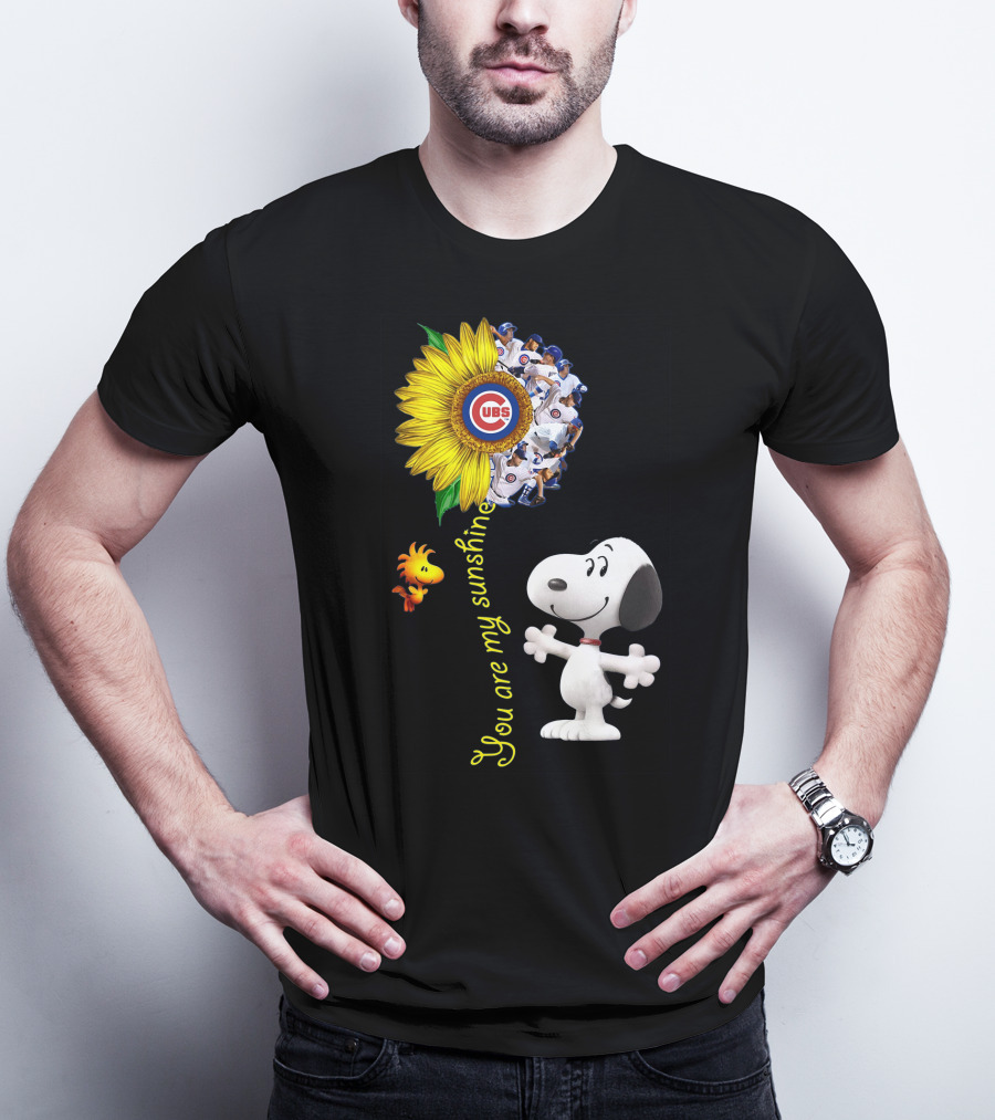 Snoopy Chicago Cubs You Are My Sunshine Sunflower Baseball T-Shirt