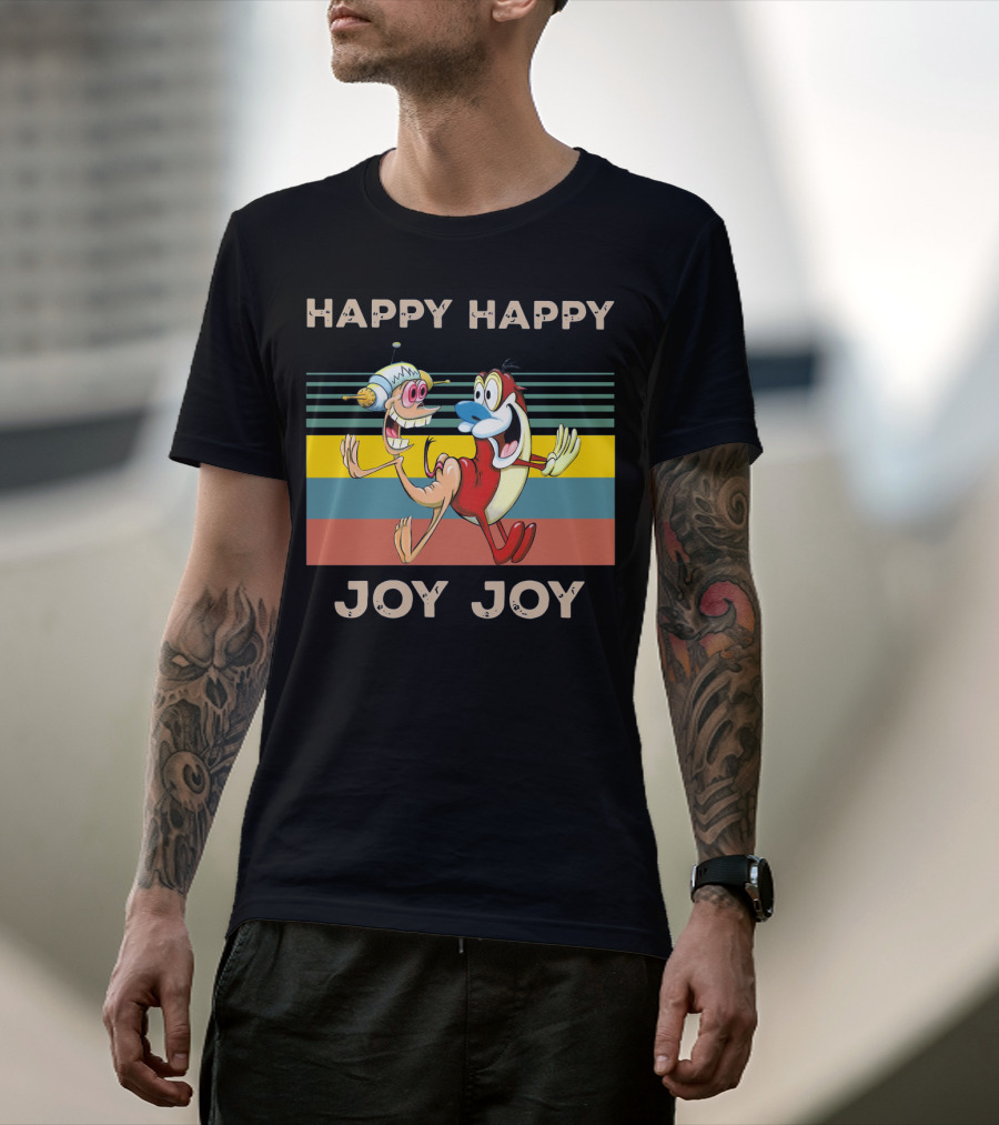 Ren And Stimpy Happy Happy Joy Joy Mighty Fine Stripede T-Shirt