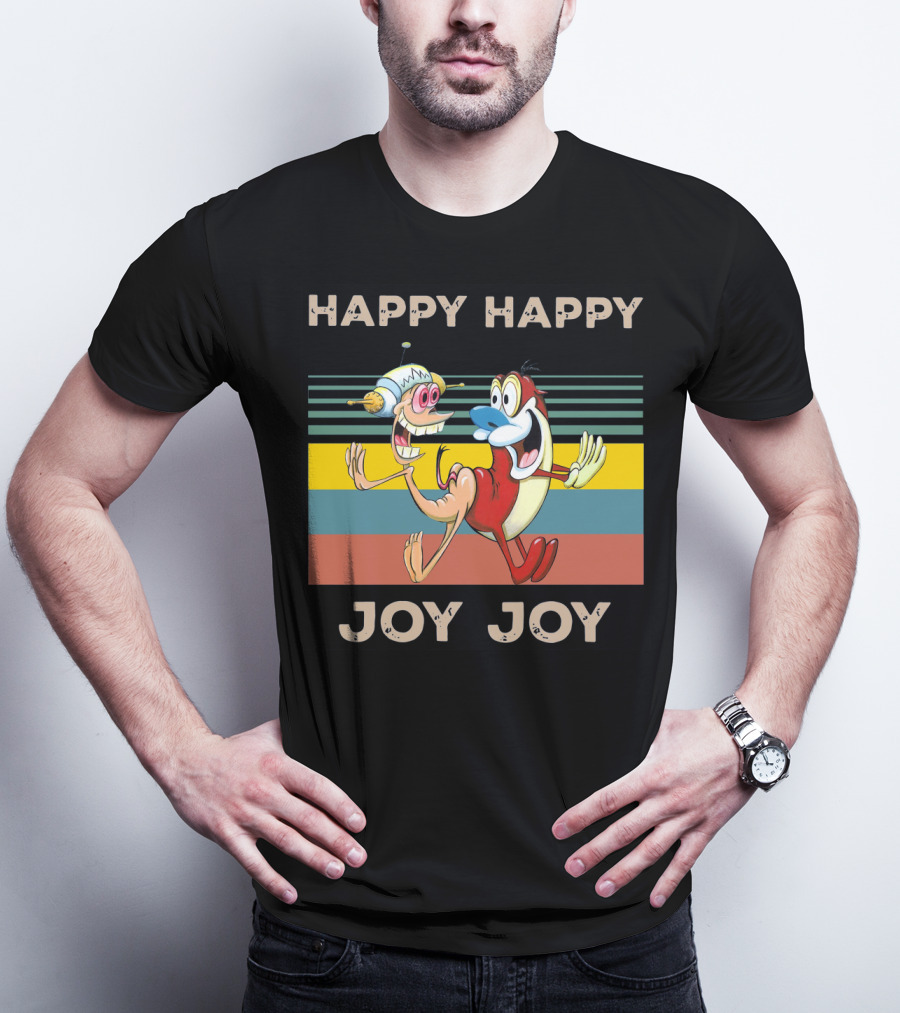 Ren And Stimpy Happy Happy Joy Joy Mighty Fine Stripede T-Shirt