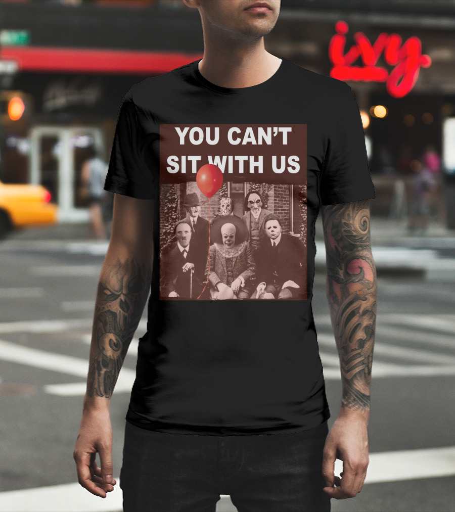 You Can't Sit With Us Horror Icons Red Balloon Halloween Psychoanalysis T-Shirt