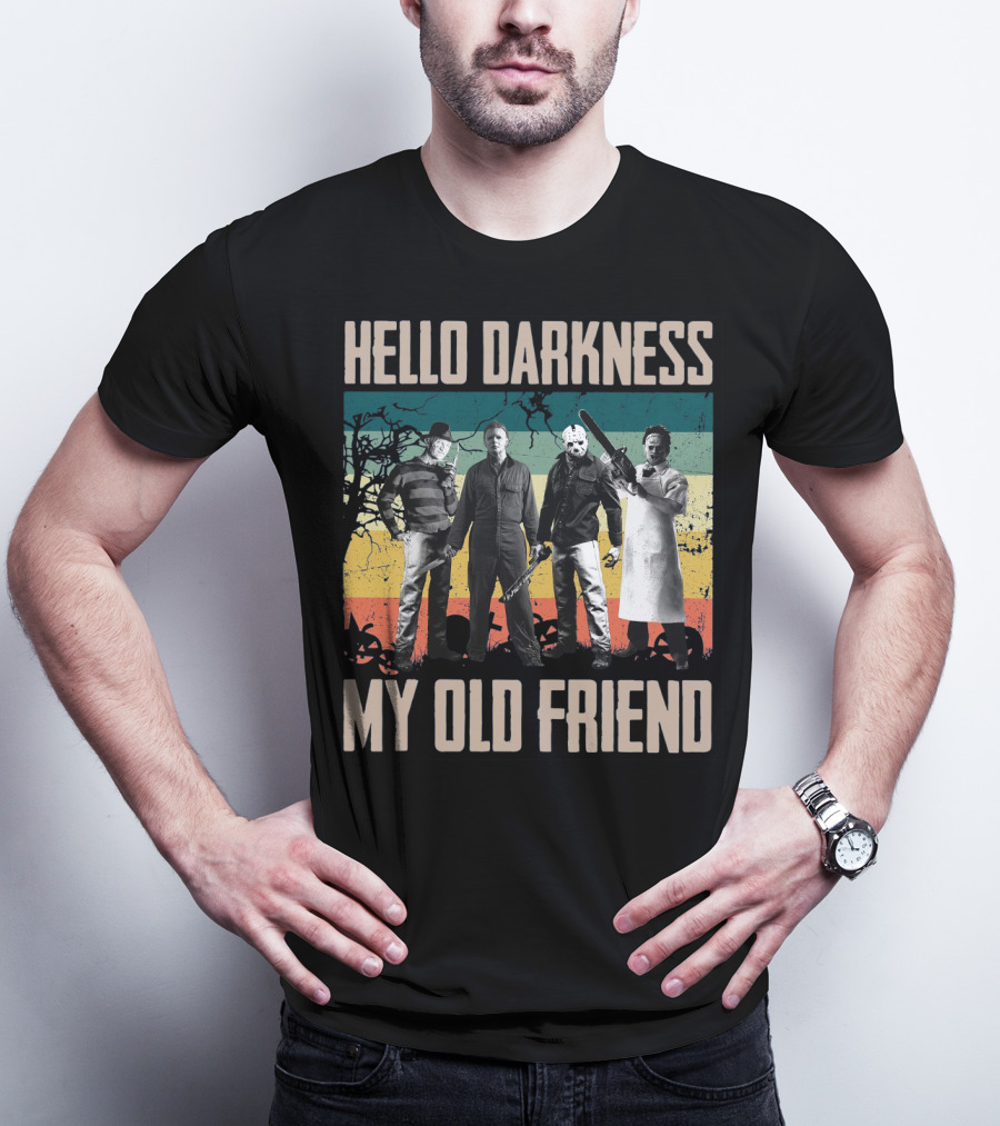 Hello Darkness My Old Friend Horror Icons Halloween T-Shirt