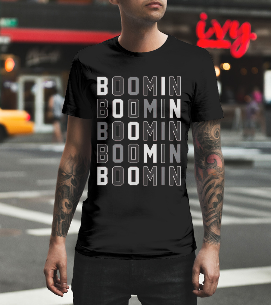 Boomin AB Black Silver Football Graphic Repetition T-Shirt