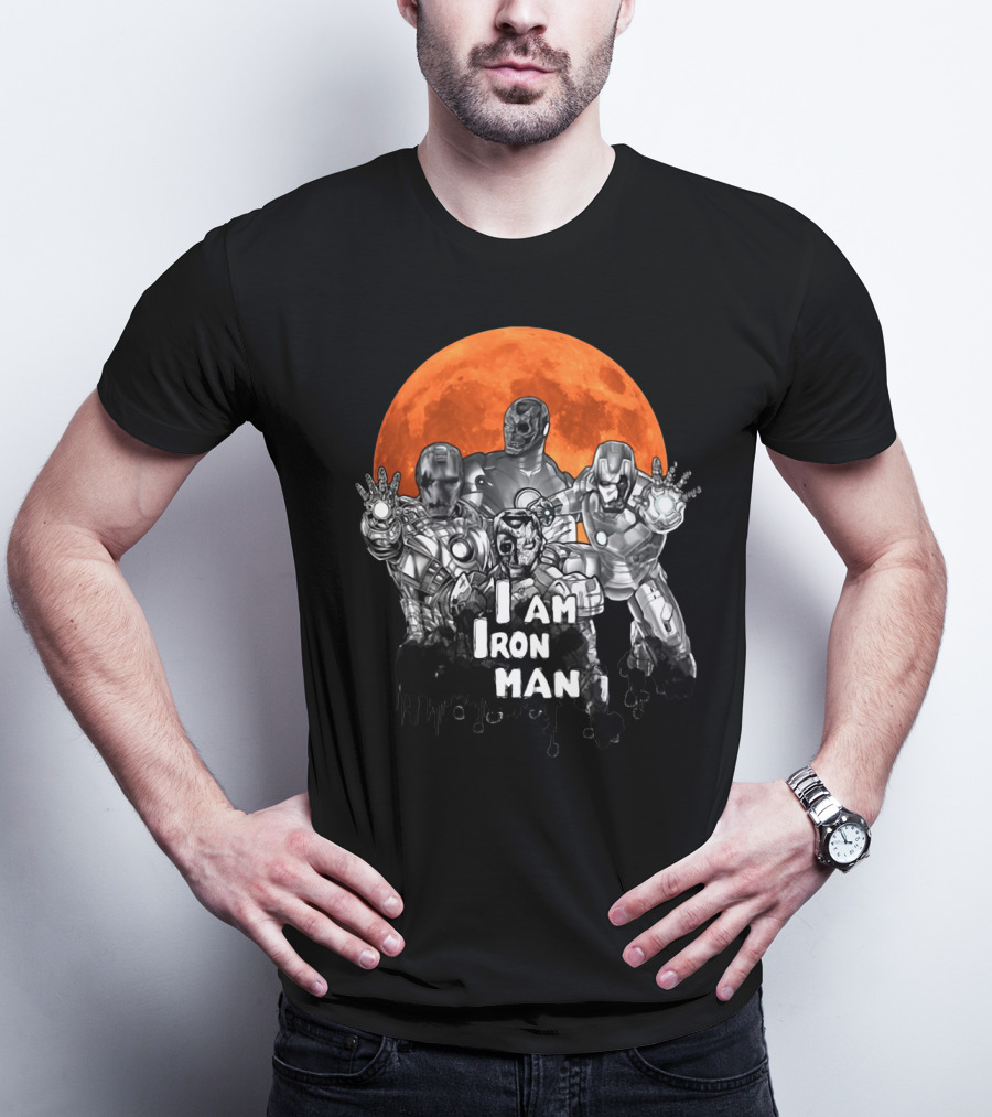 Iron Man Zombie Halloween I Am Iron Man Moon T-Shirt
