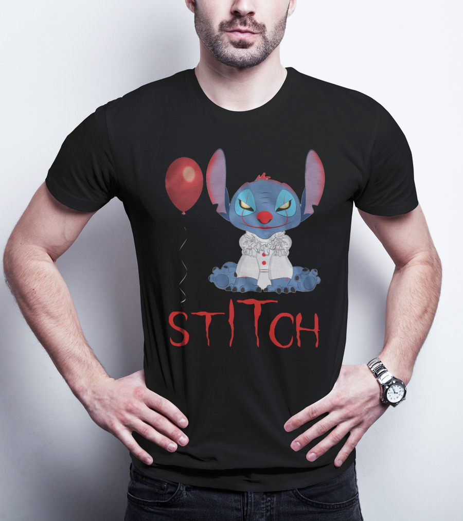 It Horror Stitch With Pennywise Balloon T-Shirt