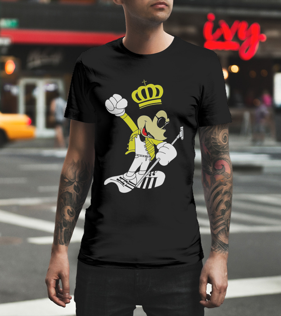 Freddie Mercury Mickey Mouse Crown Pose With Microphone T-Shirt