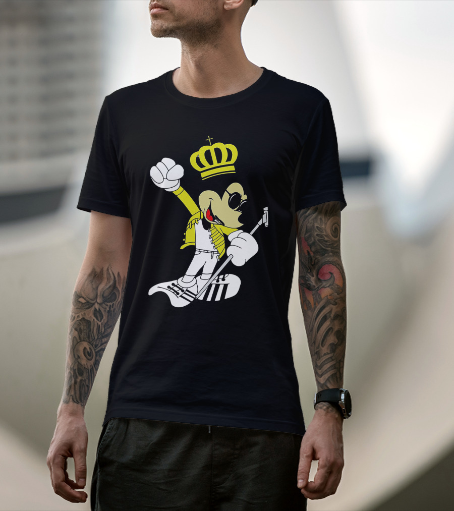 Freddie Mercury Mickey Mouse Crown Pose With Microphone T-Shirt